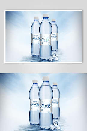 收腰蓝色矿泉水瓶子包装样机效果图素材下载-众图网