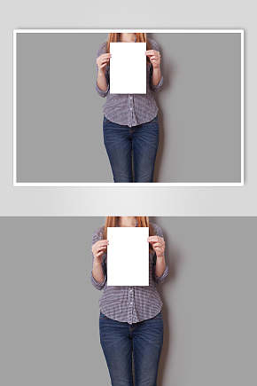 女士手持白色纸张海报样机效果图模板下载-编号1885448-众图网