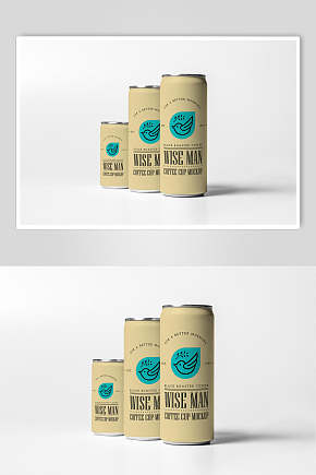 三款黄色铝制易拉罐包装样机效果图素材下载-众图网