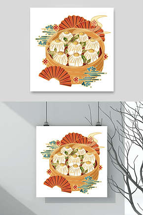 烧麦美食插画素材素材下载-众图网