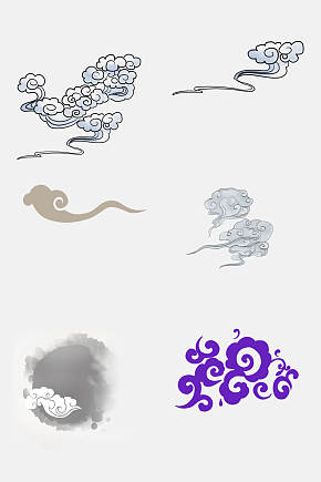 创意灰色中国风云纹祥云免抠元素素材下载-众图网