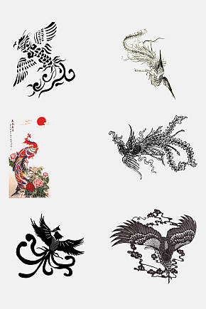 手绘画凤凰免抠元素素材模板下载-编号2178441-众图网