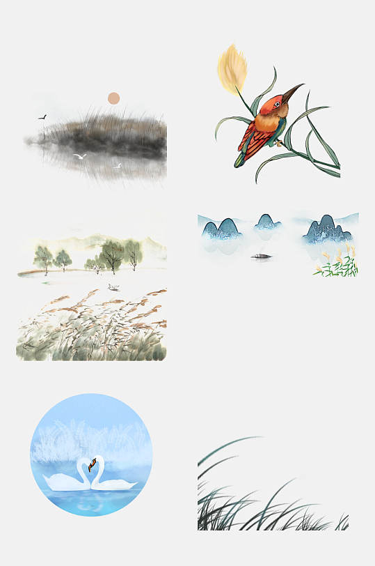 狗尾巴草芦苇飞鸟背景免扣素材模板下载-编号2256914-众图网