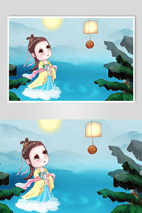 中式复古山水插画素材素材下载-众图网