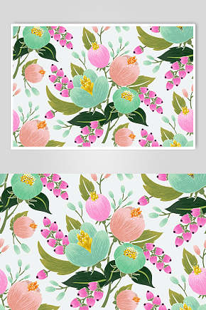 清新鲜花森系花卉图案矢量素材模板下载-编号3678077-众图网