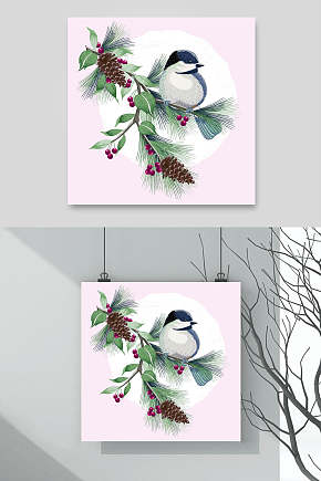 简约森系花卉图案矢量素材素材下载-众图网