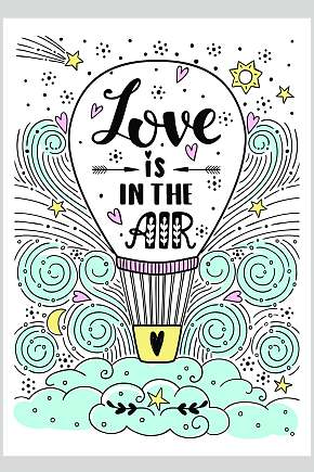 创意卡通爱心线描海报矢量素材素材下载-众图网