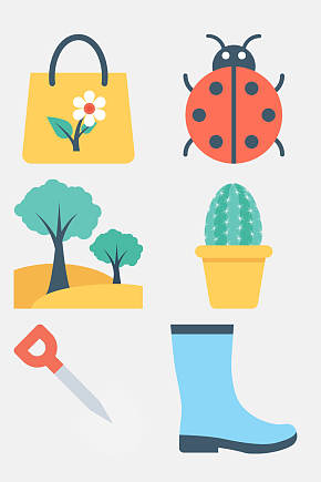 鞋子花草园丁类卡通图案免抠素材素材下载-众图网