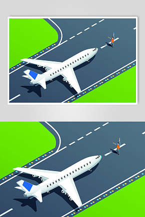 黑绿简约扁平客机机场插画矢量素材模板下载-编号4307248-众图网