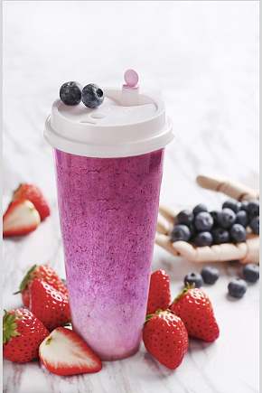 紫色草莓清新精致果汁奶茶摄影图片素材下载-众图网