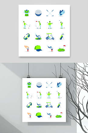 绿色简约清新高尔夫球图标矢量素材素材下载-众图网