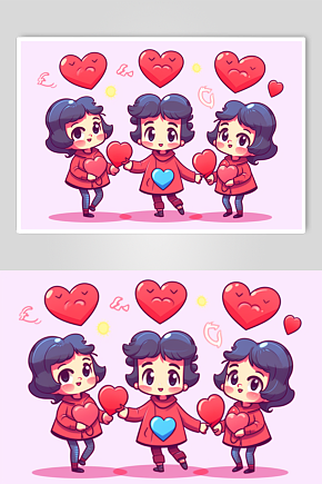 AI数字艺术浪漫爱心情人节表白插画模板下载-编号5423516-众图网