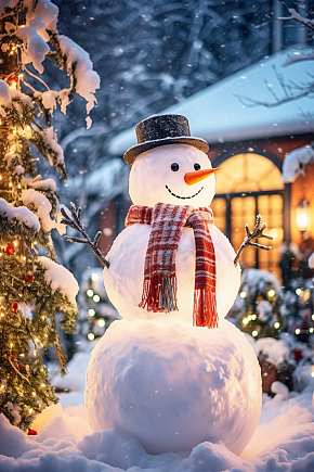 AI数字艺术大雪圣诞节雪景插画素材下载-众图网