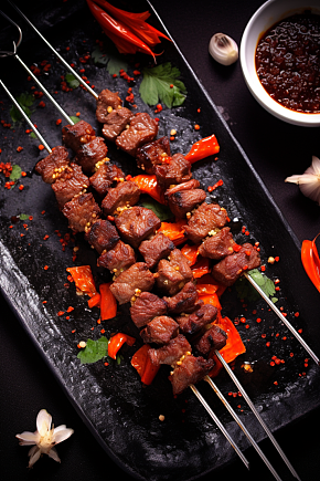 AI数字艺术烤肉串烧烤美食摄影图素材下载-众图网