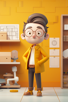 AI数字艺术卡通建筑师工地人物插画素材下载-众图网