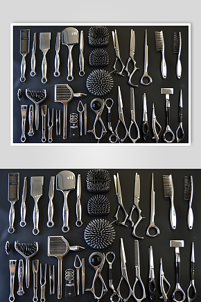 AI数字艺术理发美发工具组合摄影图片素材下载-众图网