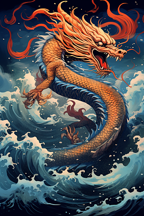 AI数字艺术传统龙年纹样图案背景图模板下载-编号5890567-众图网