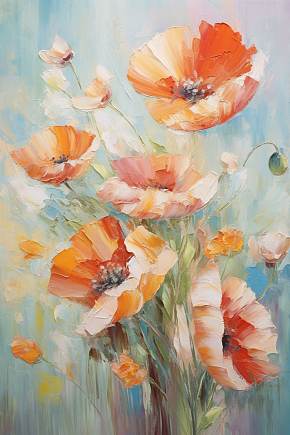 AI数字艺术创意奶油风花卉油画肌理装饰画素材下载-众图网