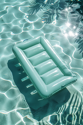 AI数字艺术夏季清爽水面泳池俯拍背景图素材下载-众图网