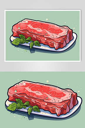 AI数字艺术新鲜肉类生鲜元素插画模板下载-编号5486006-众图网