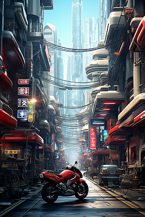 AI数字艺术赛博朋克风都市城市插画模板下载-编号5104719-众图网