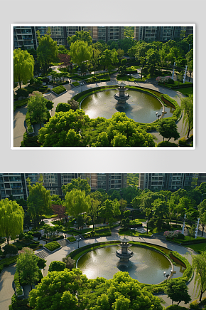 AI数字艺术地产小区社区绿化公园摄影图素材下载-众图网