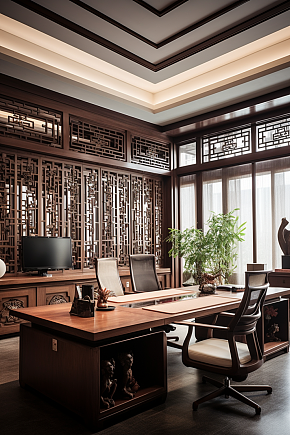 AI数字艺术书房装修室内设计效果图摄影图模板下载-编号5412024-众图网