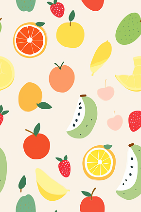 AI数字艺术水果花纹底图背景图素材下载-众图网