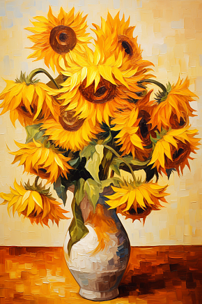 AI数字艺术夏季花卉向日葵油画插画模板下载-编号5412410-众图网