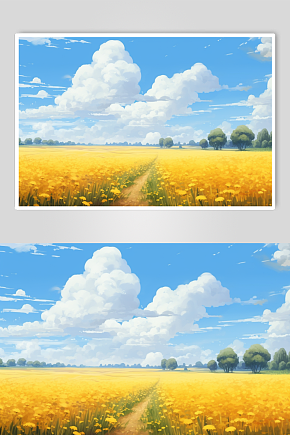 AI数字艺术油画风夏日场景插画素材下载-众图网