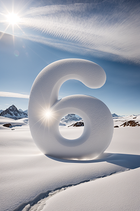 AI数字艺术雪地数字6创意摄影图素材下载-众图网