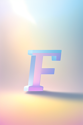 AI数字艺术F字渐变色磨砂玻璃英文字体素材下载-众图网