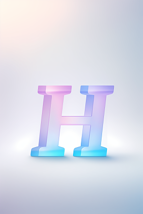 AI数字艺术H字渐变色磨砂玻璃英文字体素材下载-众图网
