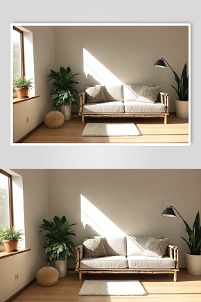 AI数字艺术原木风客厅室内效果图模板下载-编号5263121-众图网