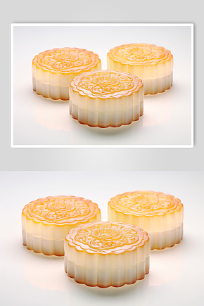 AI数字36D立体玻璃中秋节月饼玉兔模型素材下载-众图网