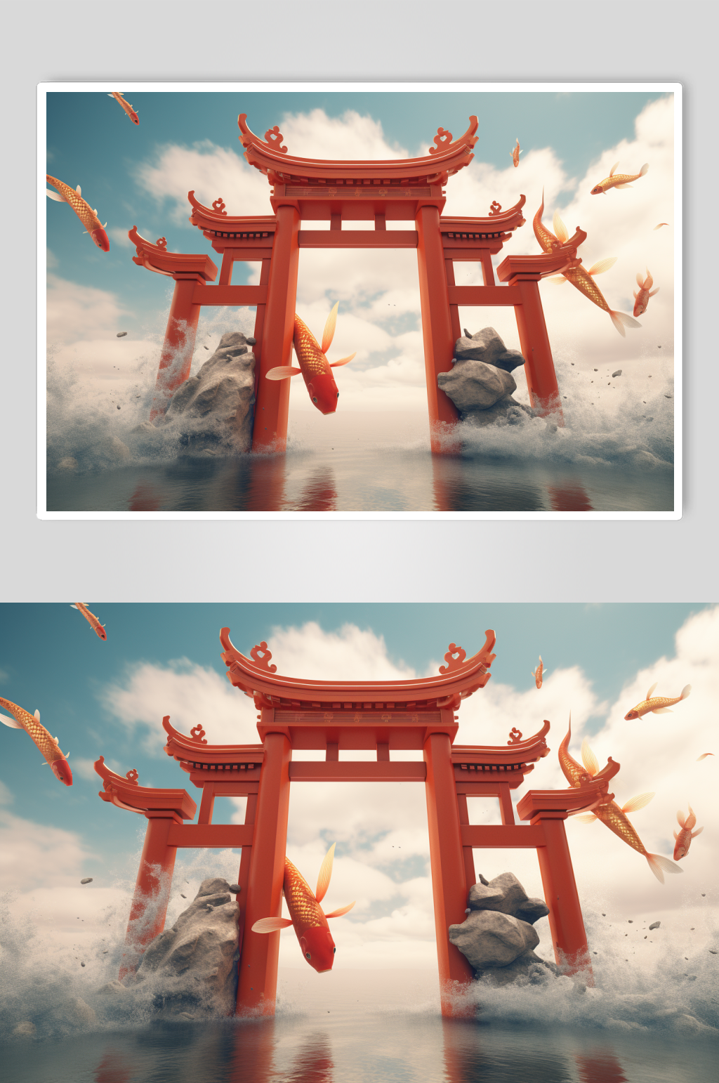 AI数字艺术中国风龙年金龙跃龙门场景图片素材下载-众图网