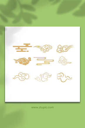 简约金色中国风云纹矢量元素素材下载-众图网