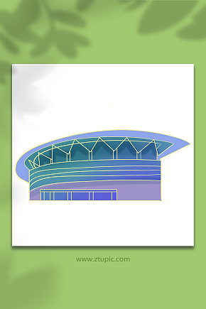 海口中心建筑建筑元素插画素材下载-众图网