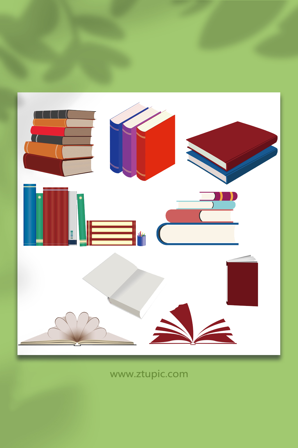 手绘矢量书籍书本图书读书图标元素素材下载-众图网