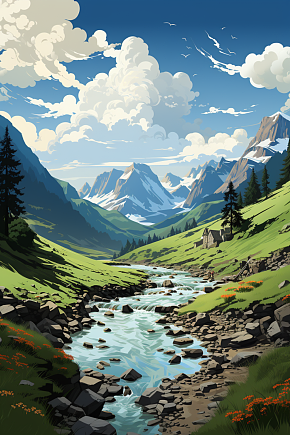 数字艺术绿色草原户外场景素材下载-众图网