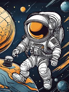 宇航员太空遨游插画AI数字艺术素材下载-众图网