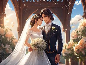 动漫风西式婚礼的情侣AI数字艺术模板下载-编号6351099-众图网