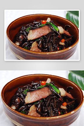 蕨菜炒腊肉美食高清摄影图素材下载-众图网