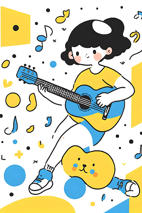 弹吉他人物数字艺术图片模板下载-编号5435473-众图网