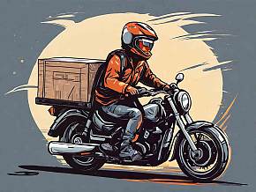 一个骑着摩托车送货的快递员插画模板下载-编号5977848-众图网