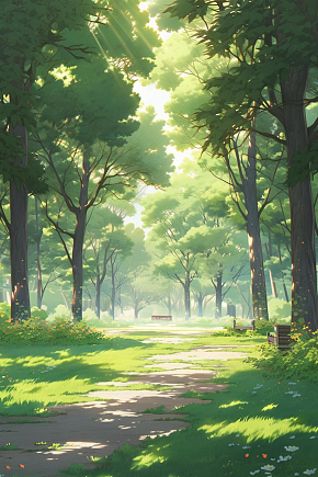 数字艺术阳光森林插画素材下载-众图网