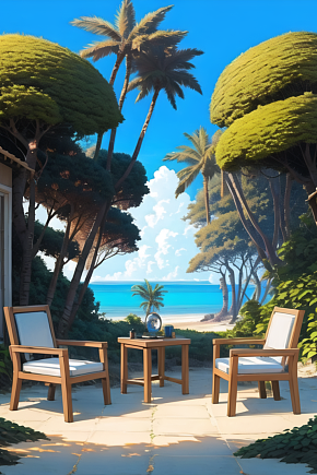 数字艺术椰林海边模板下载-编号5613012-众图网