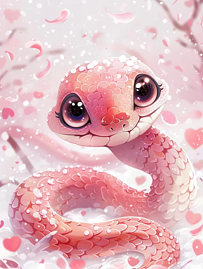 生肖蛇卡通手绘插画素材下载-众图网