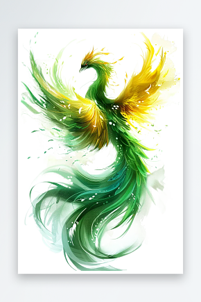 手绘绿凤凰免扣素材素材下载-众图网