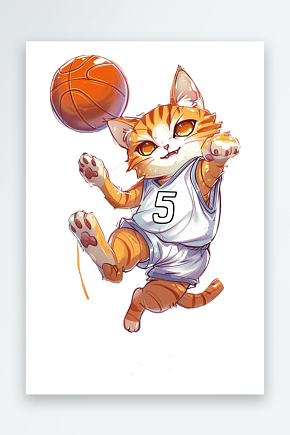 打篮球的猫插画素材素材下载-众图网